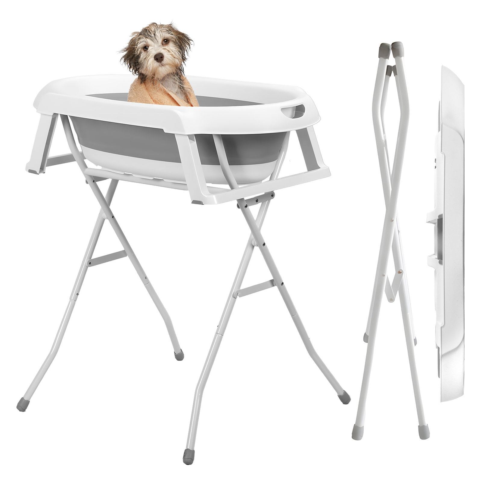 Latitude Run® 2 in 1 Dog Bathtub Dog Washing Station, Foldable Pet Bath ...