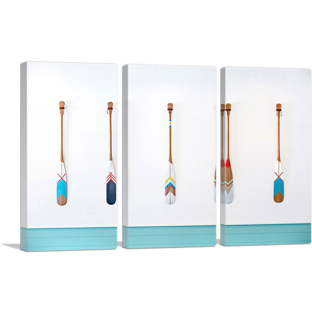 ARTCANVAS Colorful Oars Home Decor - 3 Piece Wrapped Canvas Painting ...