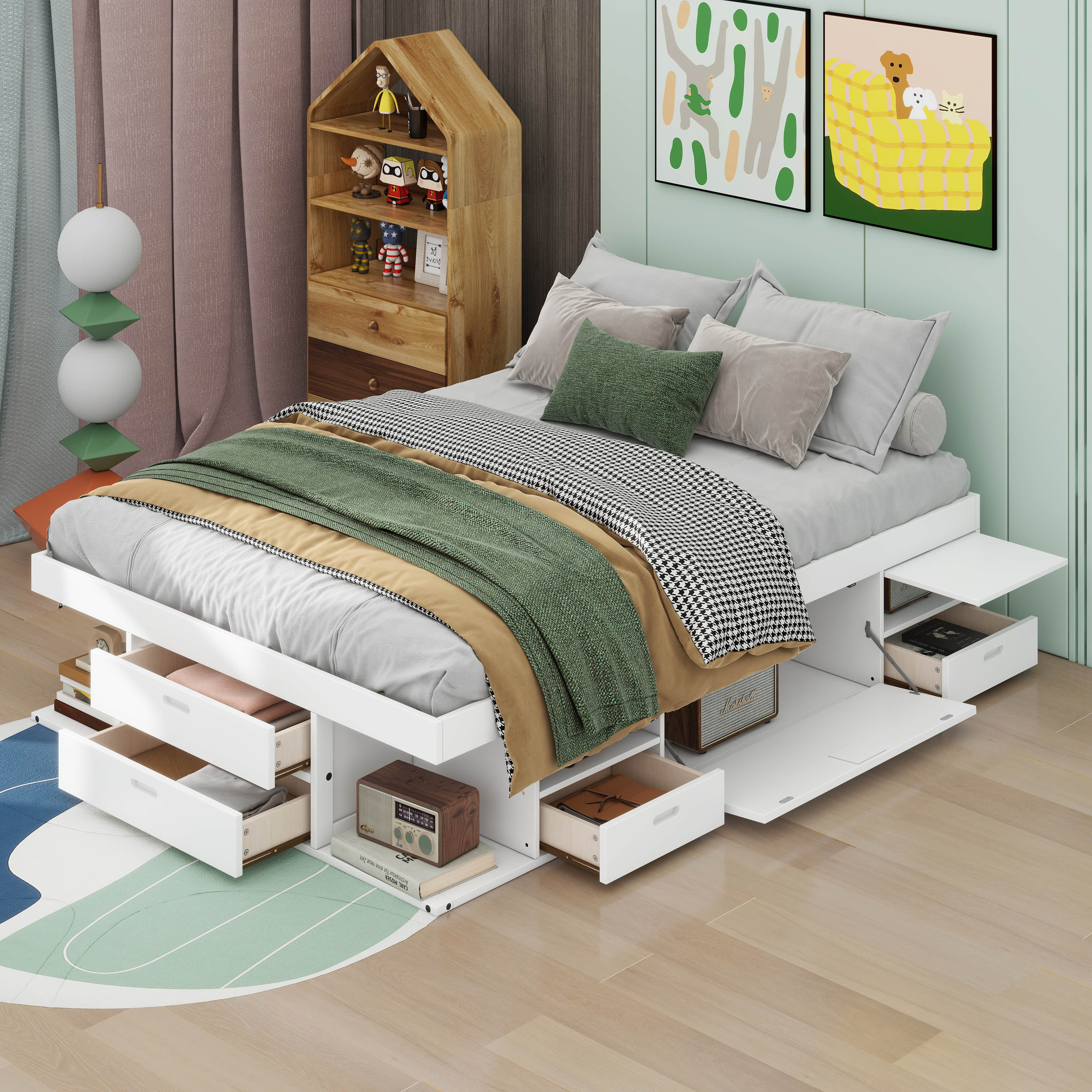 Red Barrel Studio® Wood Captain's Platform Storage Bed With Multiple ...