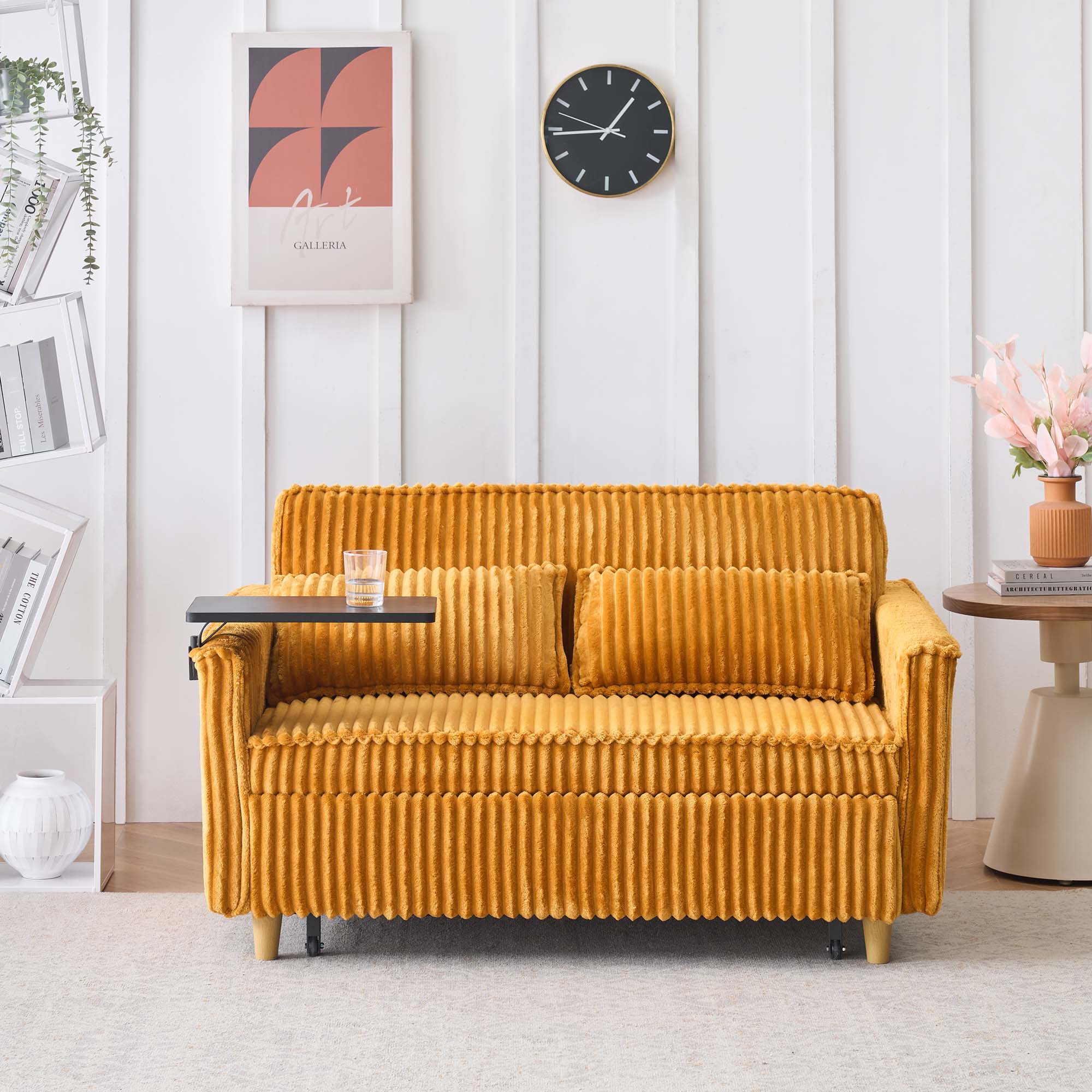 Latitude Run® The pull-out and push-in corduroy sofa with dual functions, equipped with a ...