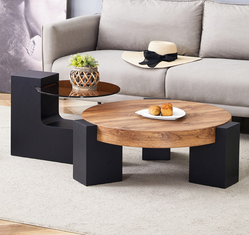 Latitude Run® Table basse moderne et simple à double couche avec ...