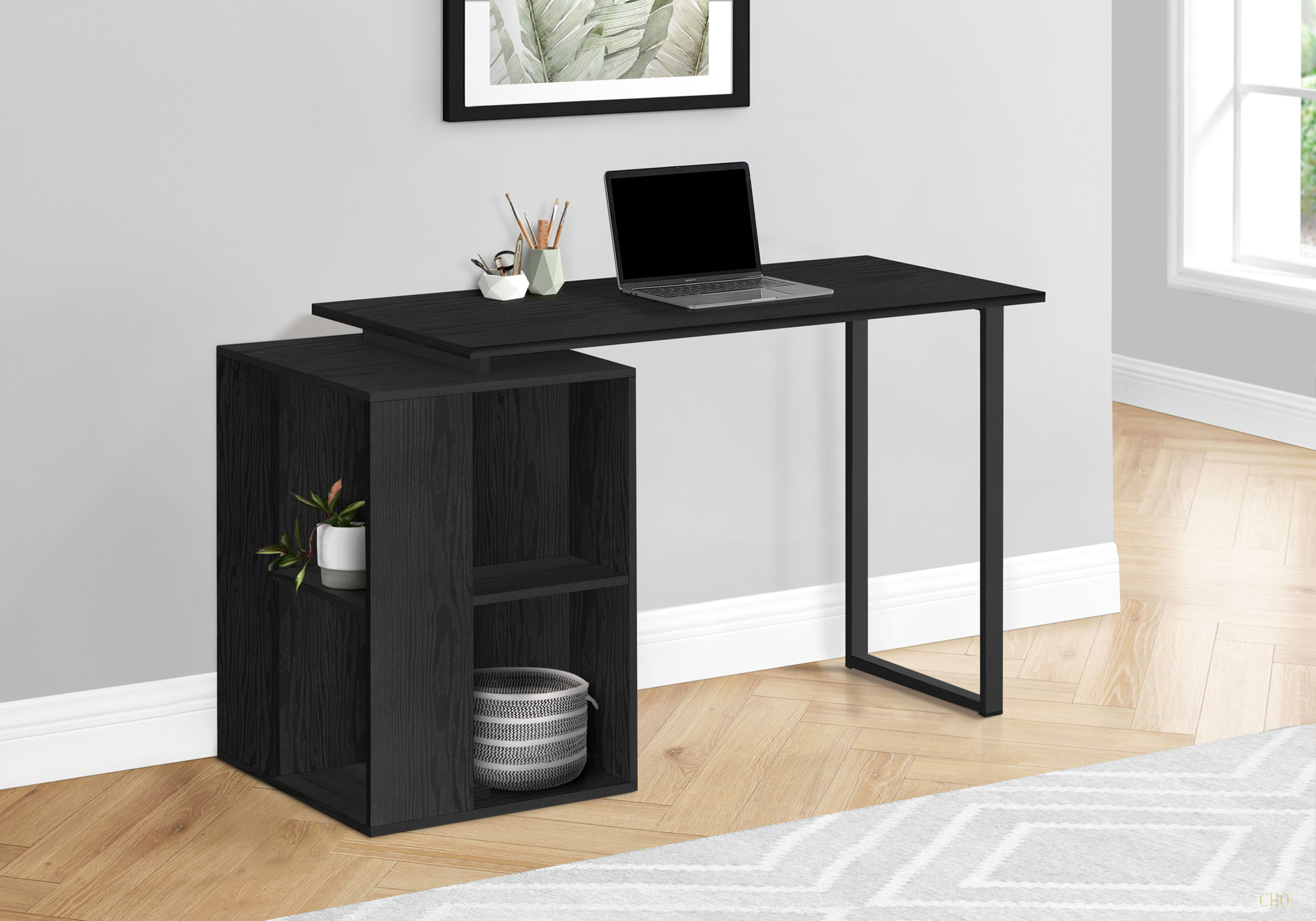 Latitude Run® Computer Desk, Home Office, Left, Right Set-Up, Storage ...