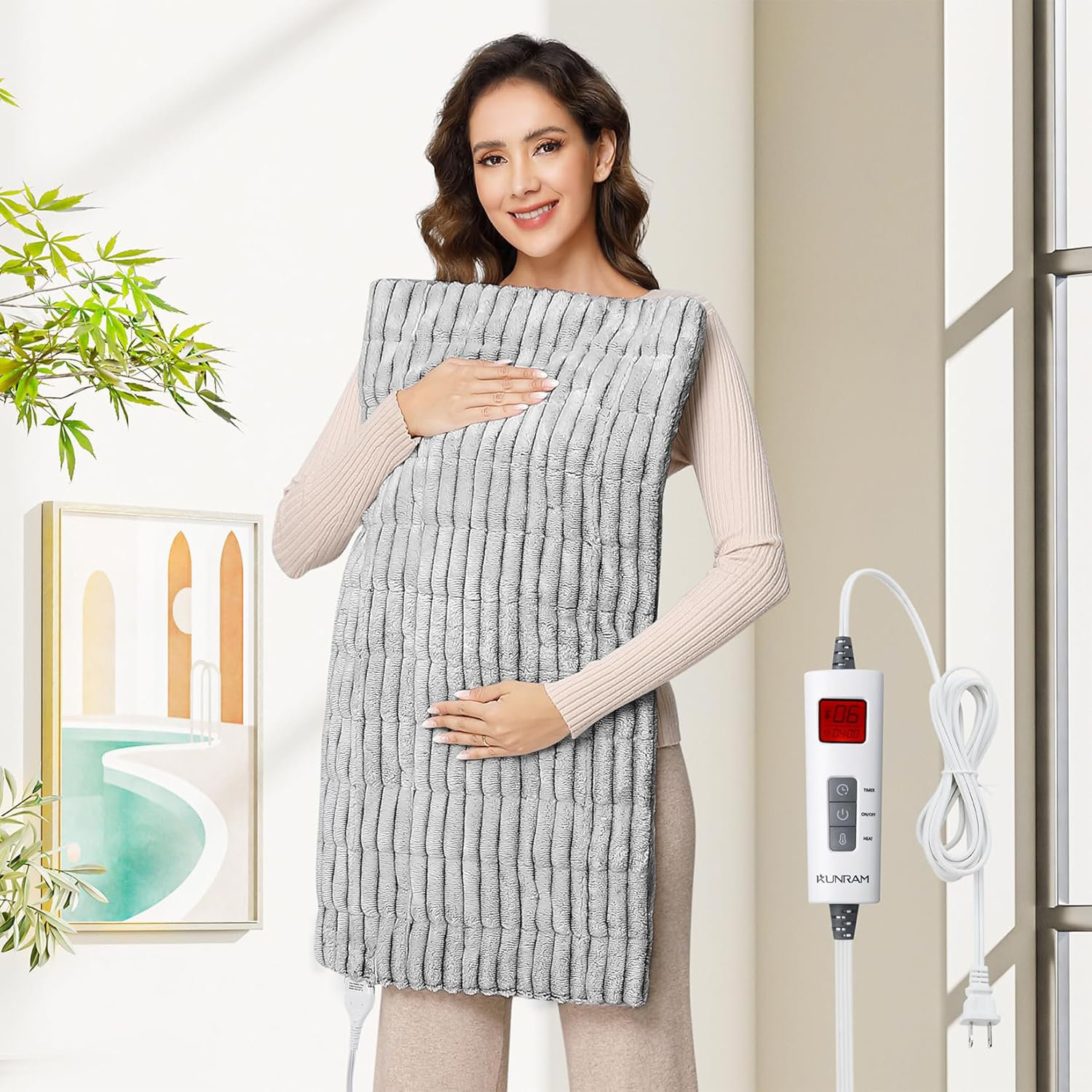 gaomon XXXL Weighted Electric Heating Pad - 33"X17" - 5.8 Lb - 6 Heat ...