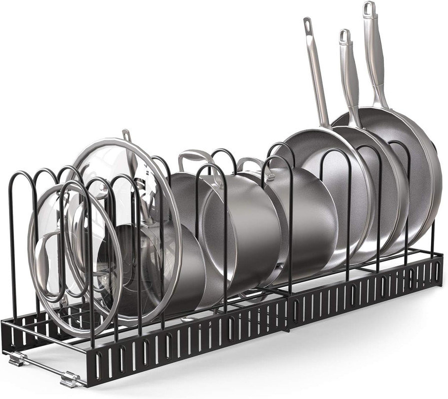 Prep & Savour Expandable Pot Organizer Rack For Under Cabinet With 4 ...