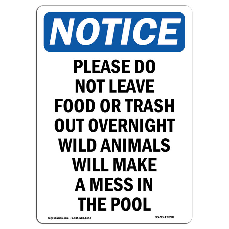 SignMission Please Do Not Leave Food or Trash Sign | Wayfair