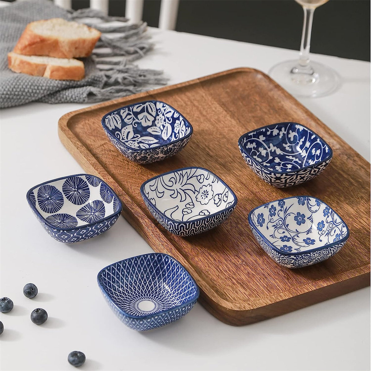 Bungalow Rose Ceramic Square Dipping Bowl Set, Soy Sauce Dish 3 Inch ...