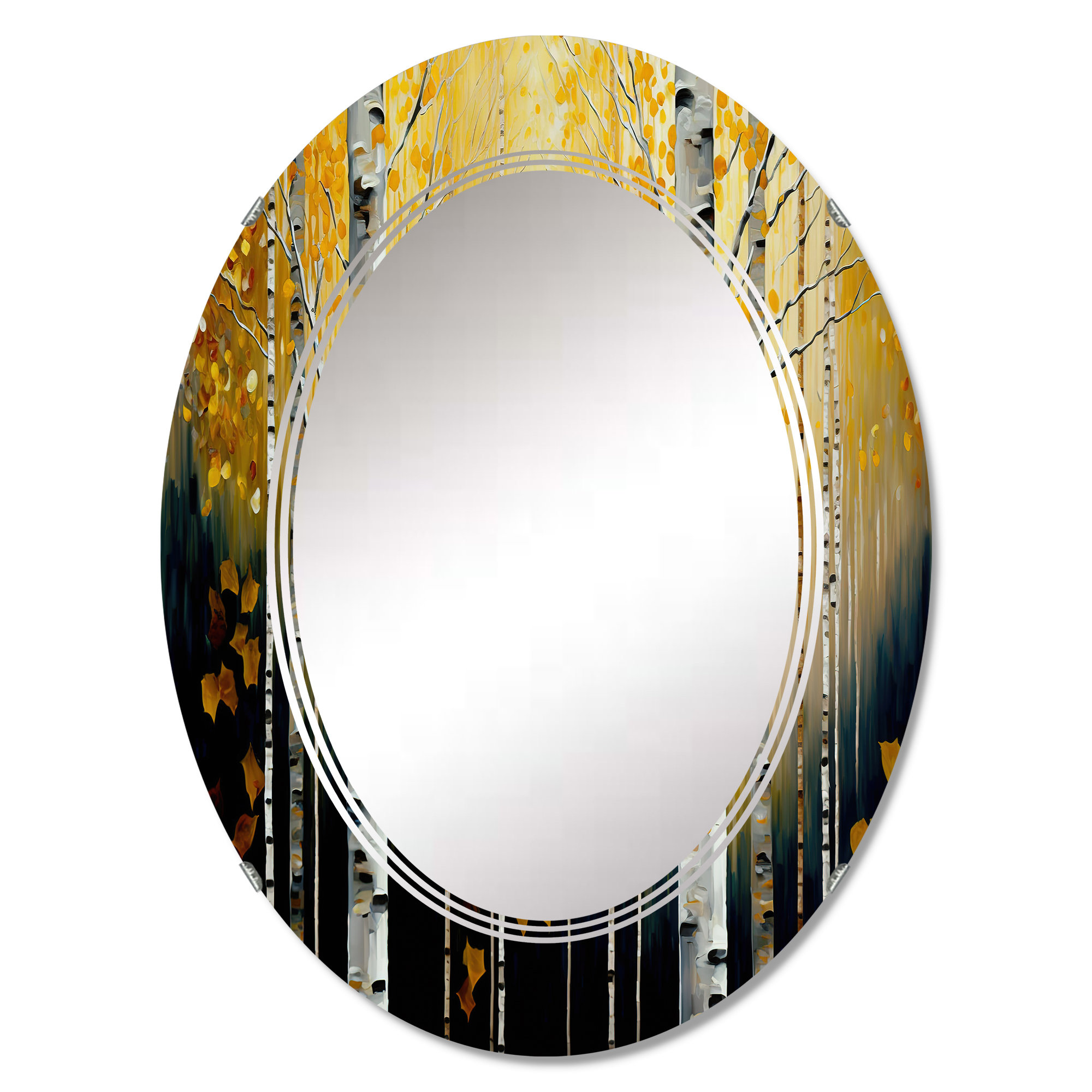 East Urban Home Radovan Golden Birch Trees Forest I - Landscape Forest Wall Mirror | Wayfair