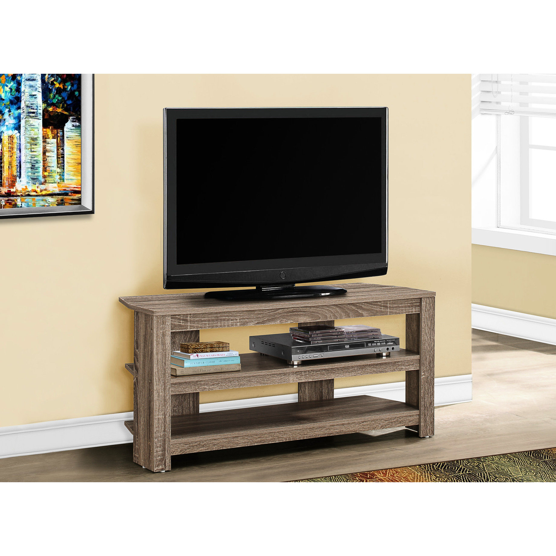 George Oliver Living Room Taupe Entertainment Unit, 42 Inch Tv Stand ...