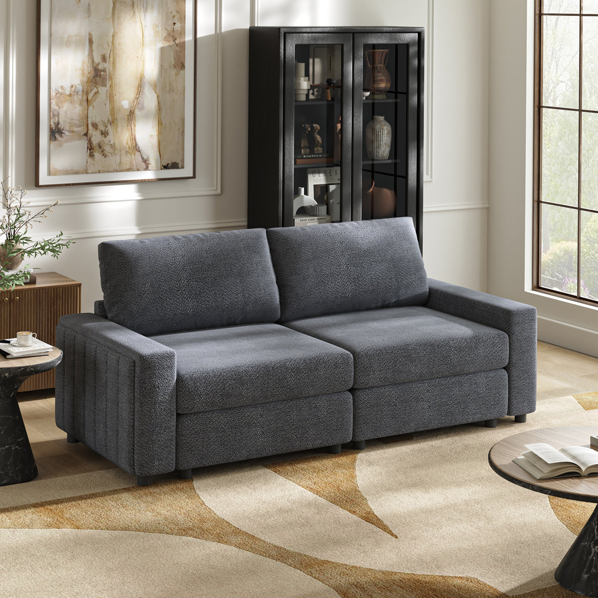 Ebern Designs Grandon 89" Modern Loveseat Sofa with Square Arms ...