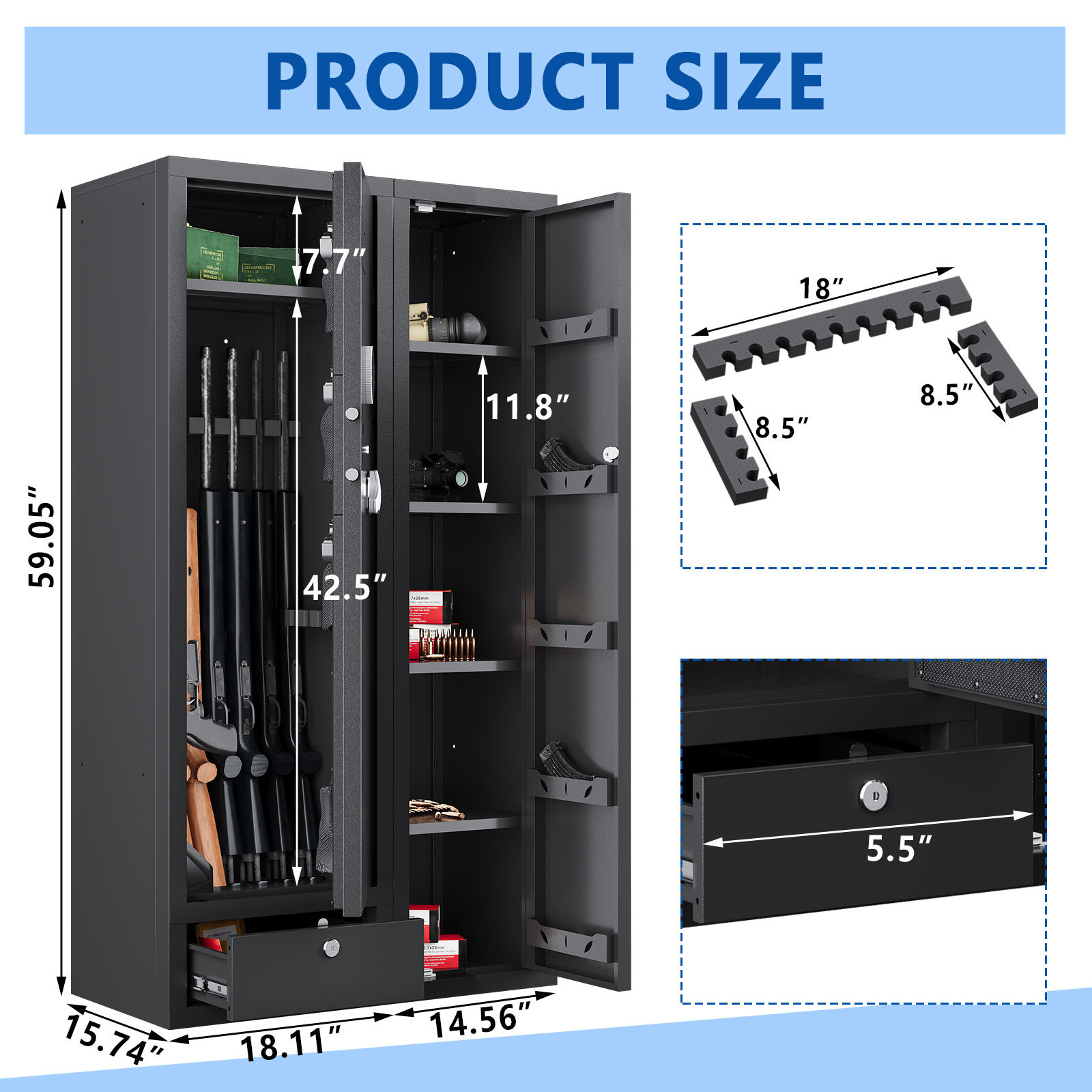 Kaer 15-20 Gun Safe,gun Safes For Home Rifle And Pistols,large Gun ...