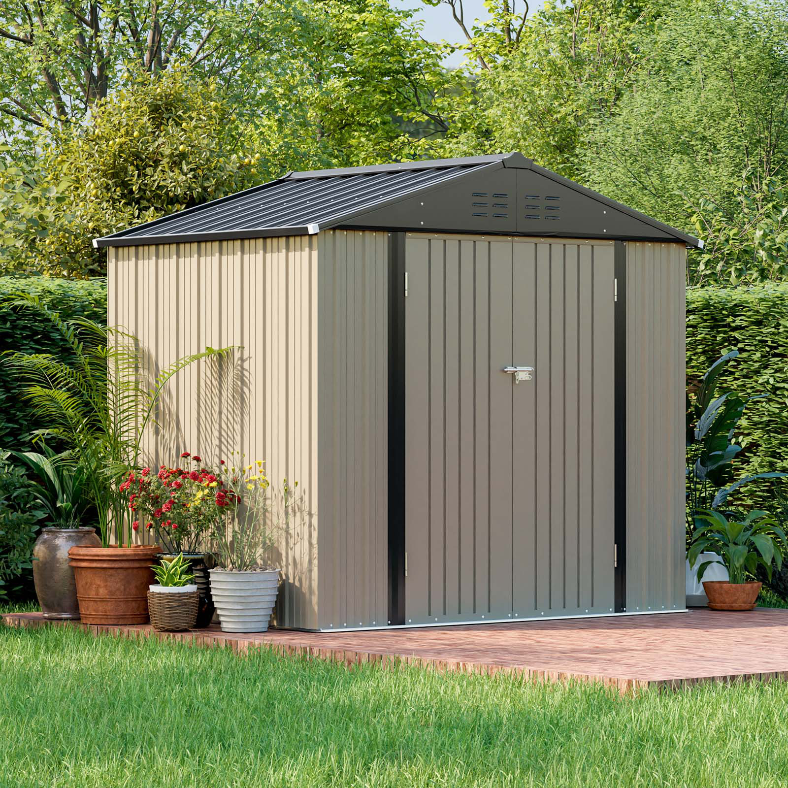 Patiowell 8 ft. W x 6 ft. D Metal Storage Shed & Reviews | Wayfair