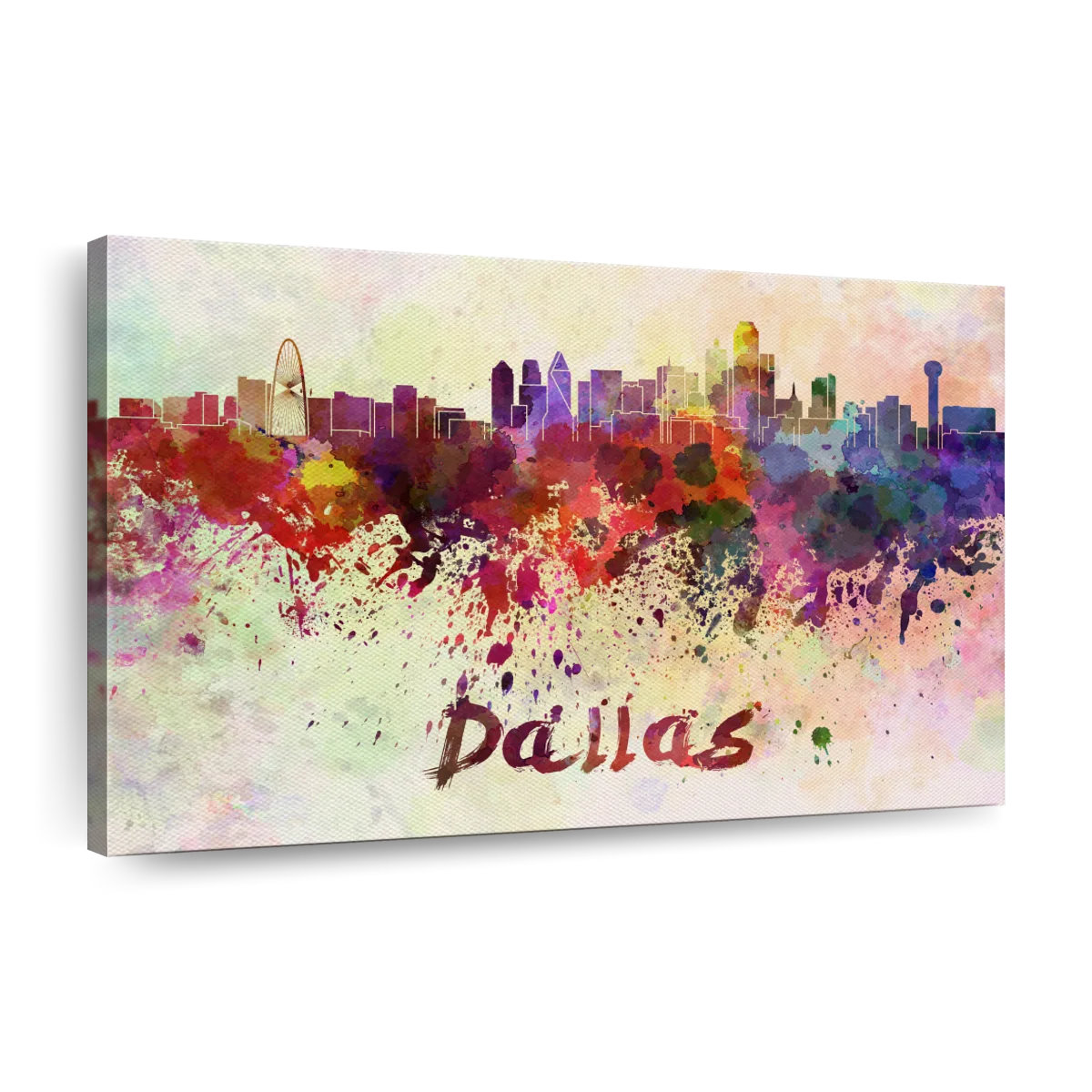 Latitude Run® Dallas Skyline Colours - Wrapped Canvas Print - Wayfair ...
