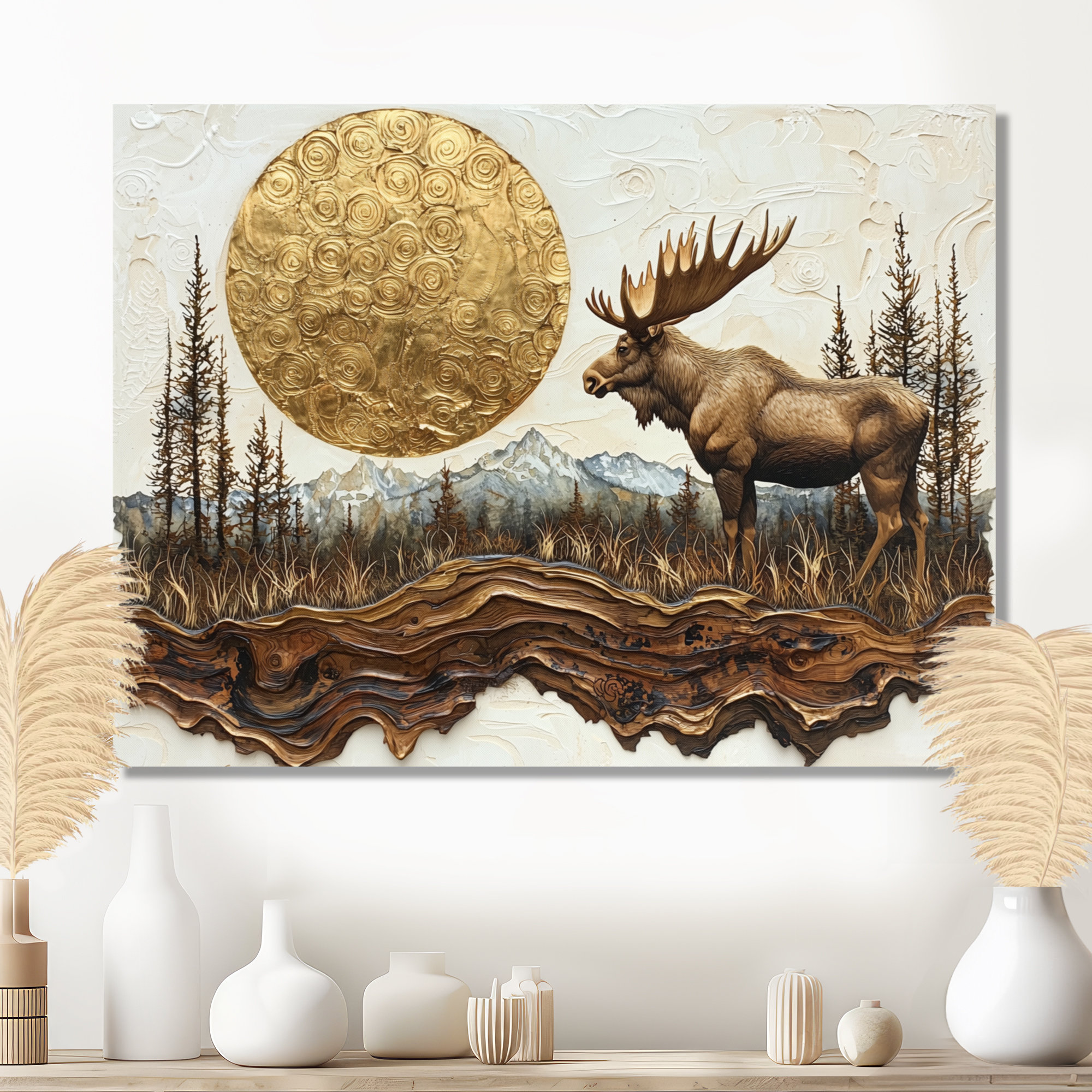 Millwood Pines Ginneh Golden Moose In The Winter Landscape II - Moose ...