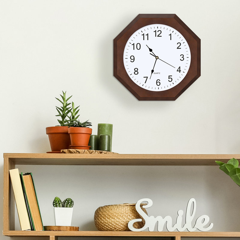 Lark Manor™ Gloyd Octagonal Wood Wall Clock - Mahogany Color | Wayfair