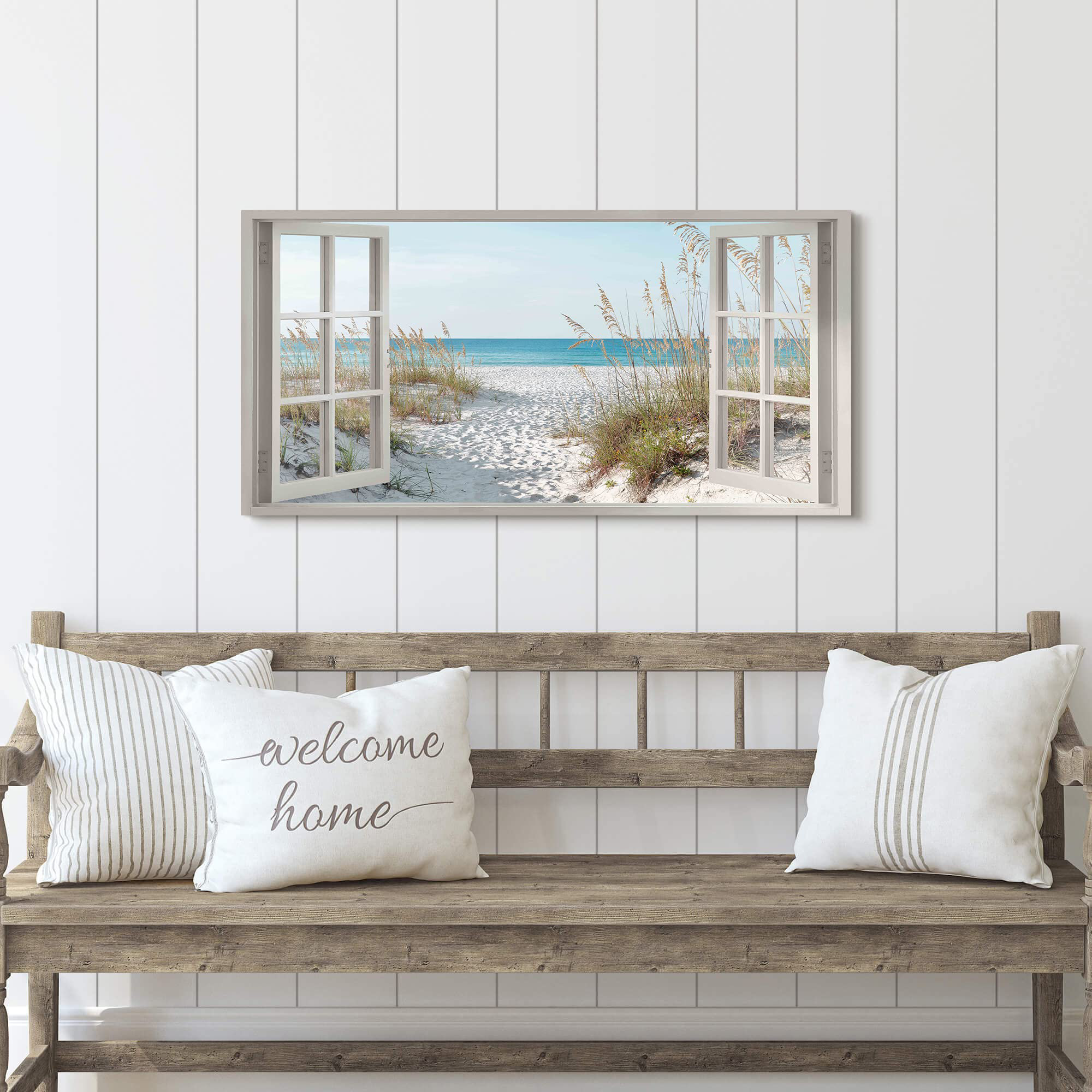 Rosecliff Heights Beach Window Wall Art Canvas: Relaxing Bedroom Living ...