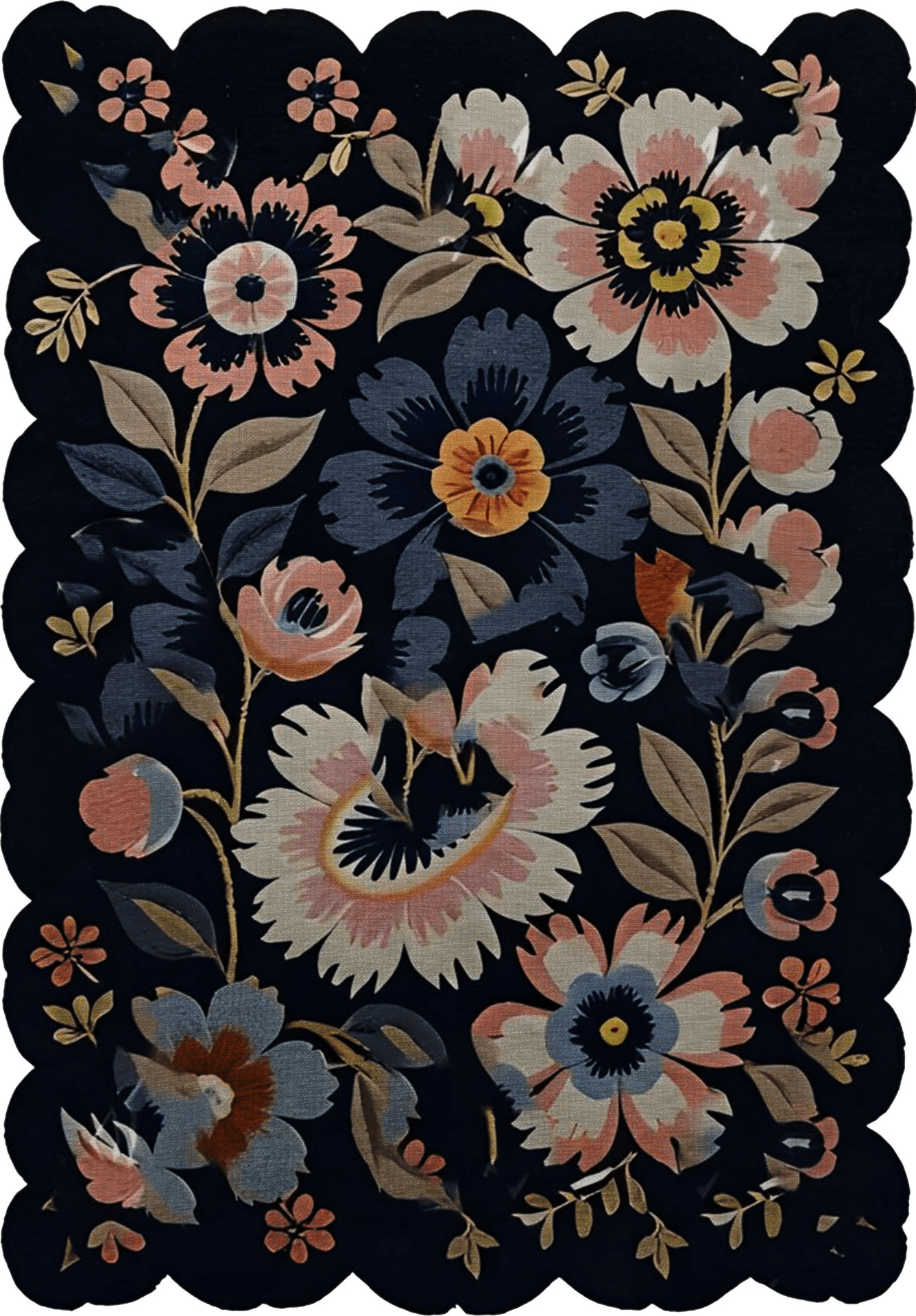 Dakota Fields Shape Collection Black Themed Multi-Colored Mixed Floral ...