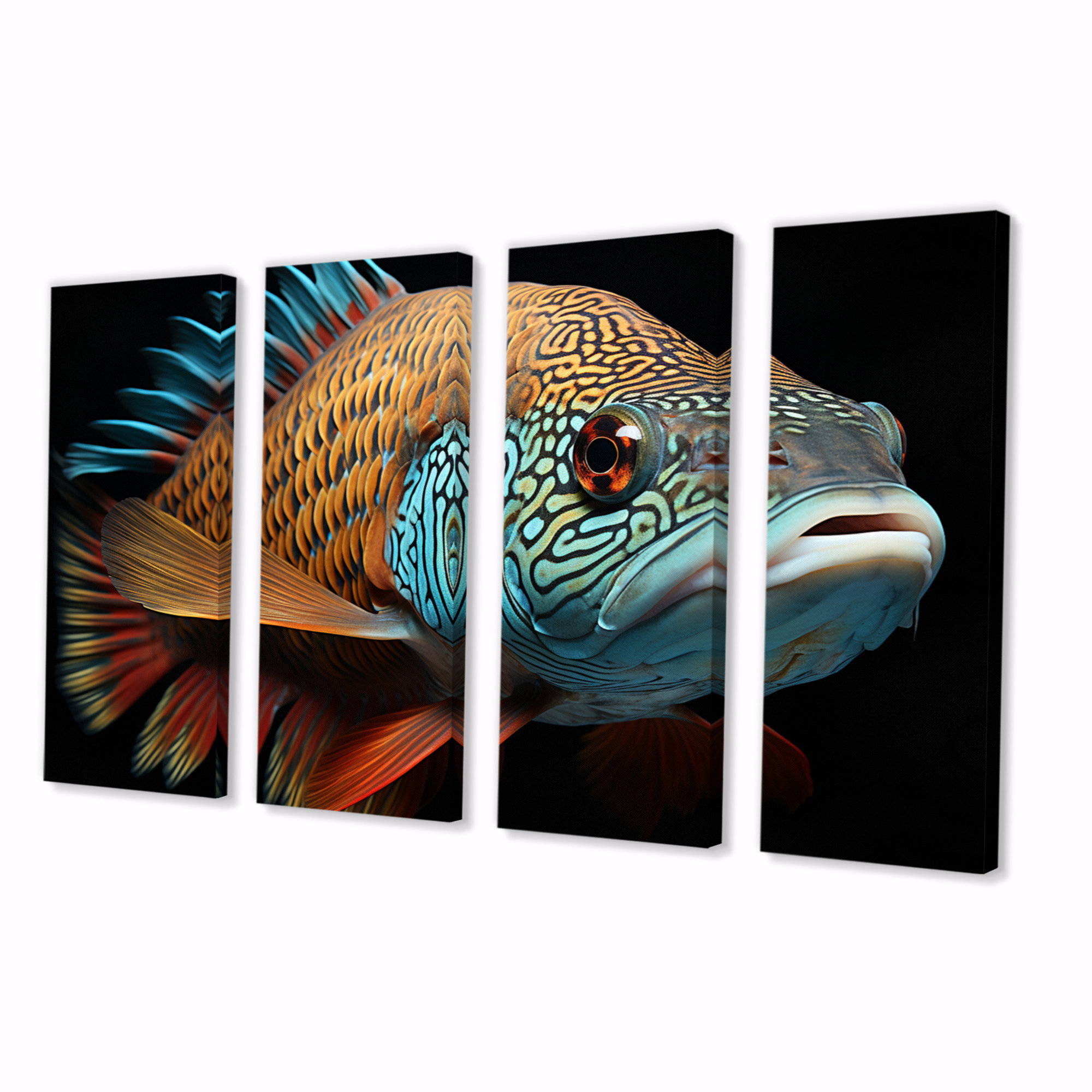 Design Art Fish Portrait Photo - Animals Canvas Wall Art - 4 Panels ...