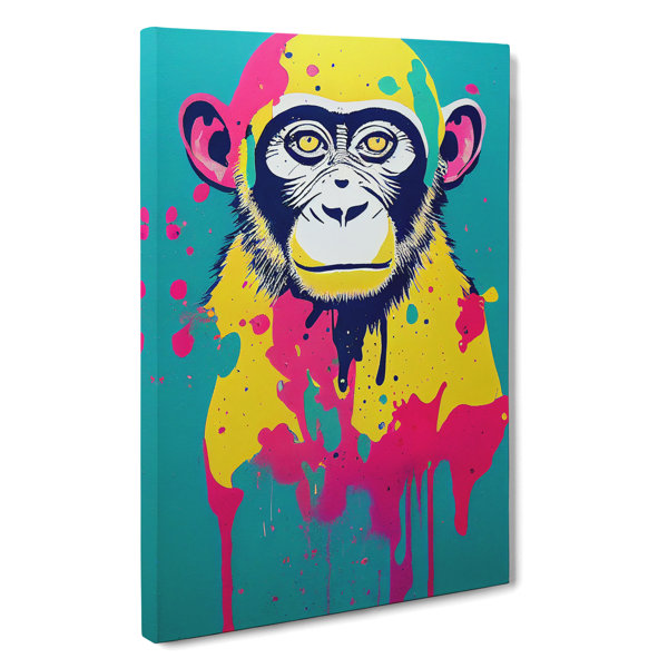 Latitude Vive Paint Drip Monkey No.5 - Wrapped Canvas Painting ...