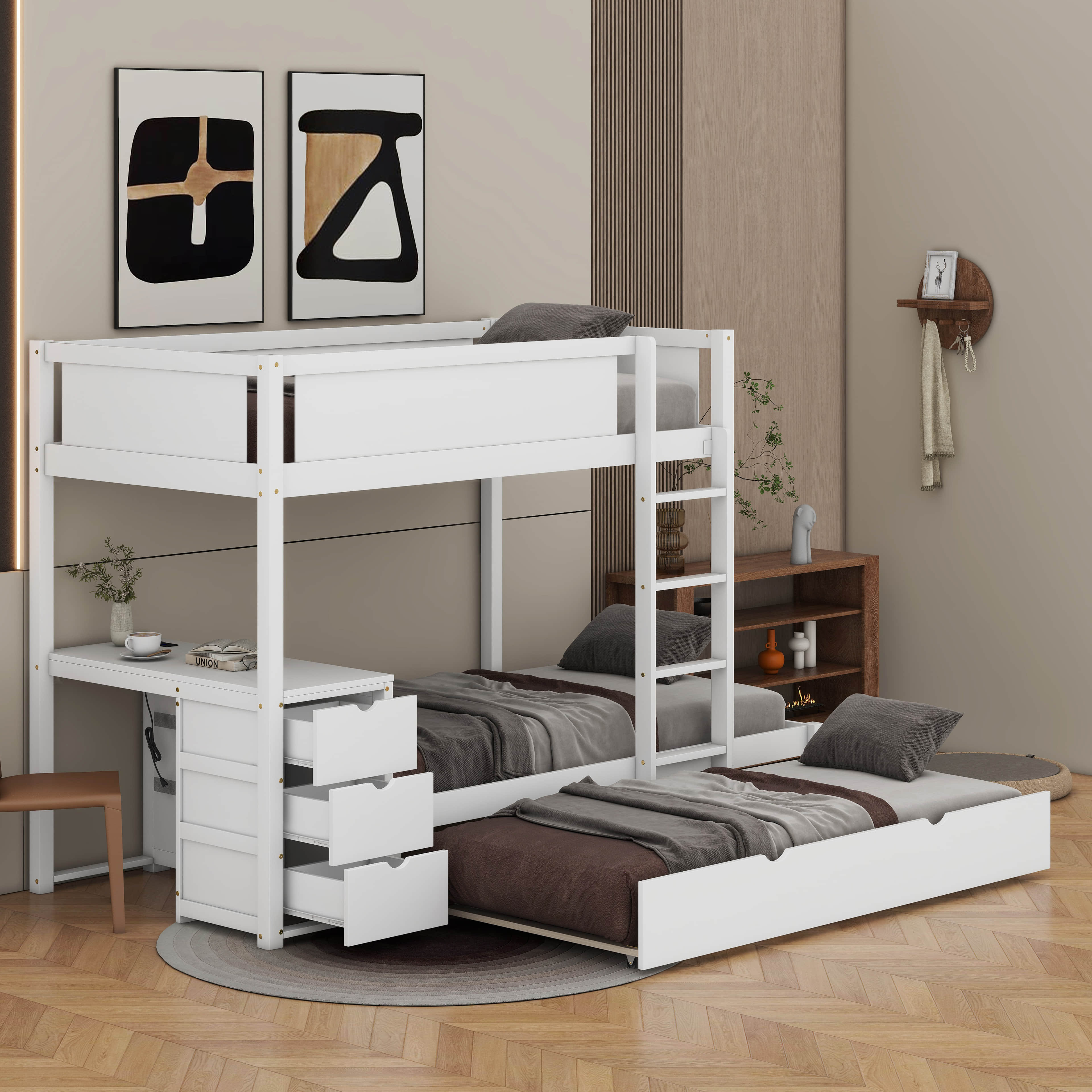 NEW WINDOW system Bunk Bed With Trundle, Storage And Desk | Wayfair