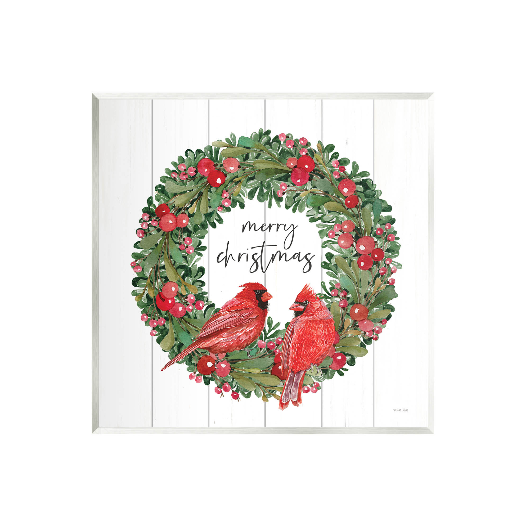 The Holiday Aisle® Merry Christmas Red Cardinal Wreath by Cindy Jacobs ...