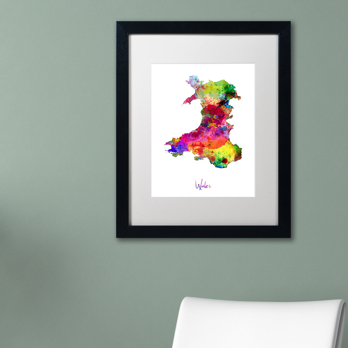 Trademark Fine Art 'Wales Watercolor Map' Framed Graphic Art on Canvas ...