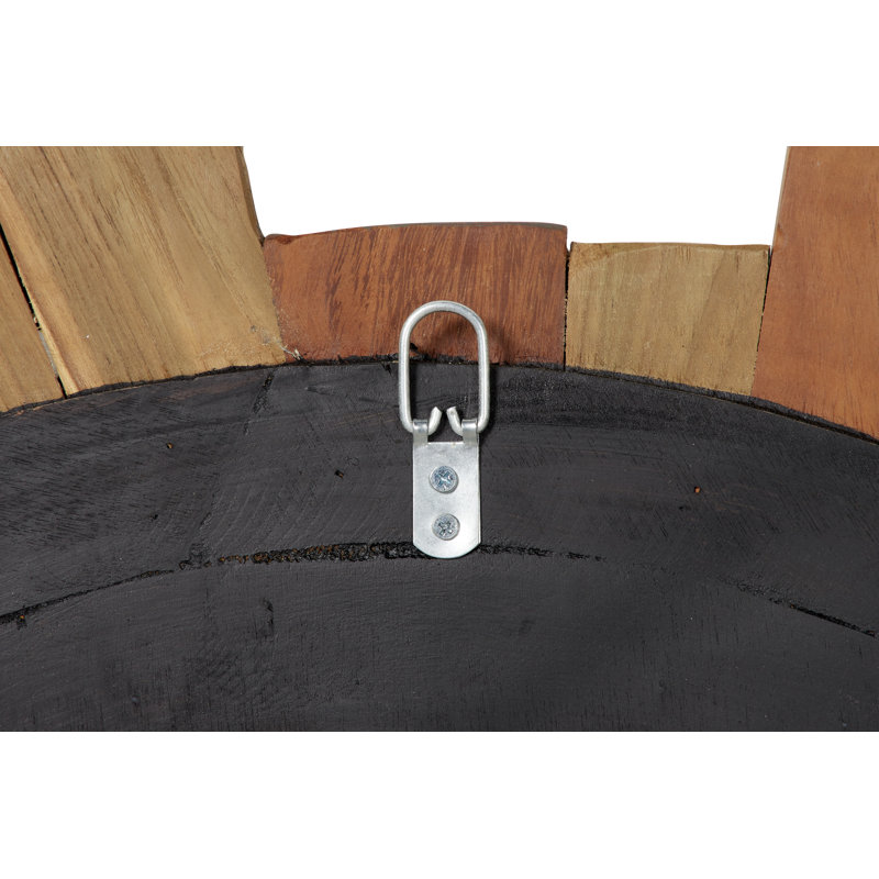 Highland Dunes Micaela Round Reclaimed Wood Eclectic Accent Mirror ...
