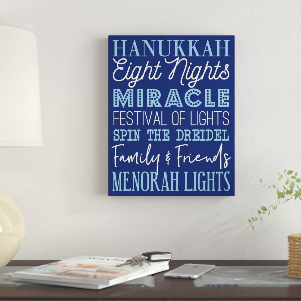 The Holiday Aisle® 'Hanukkah Words' Textual Art Print on Canvas ...