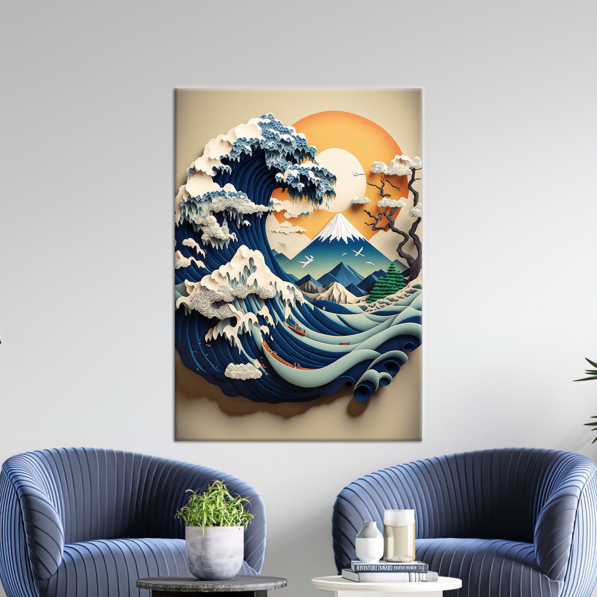 kayra export Stylish Wave Wall Decor Modern Printed The Great Wave ...