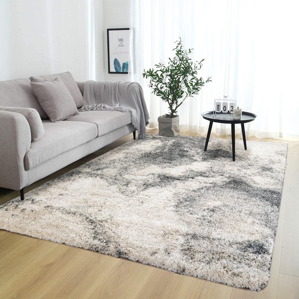 Brayden Studio® Shag Adrian Grey/Beige Rug & Reviews | Wayfair