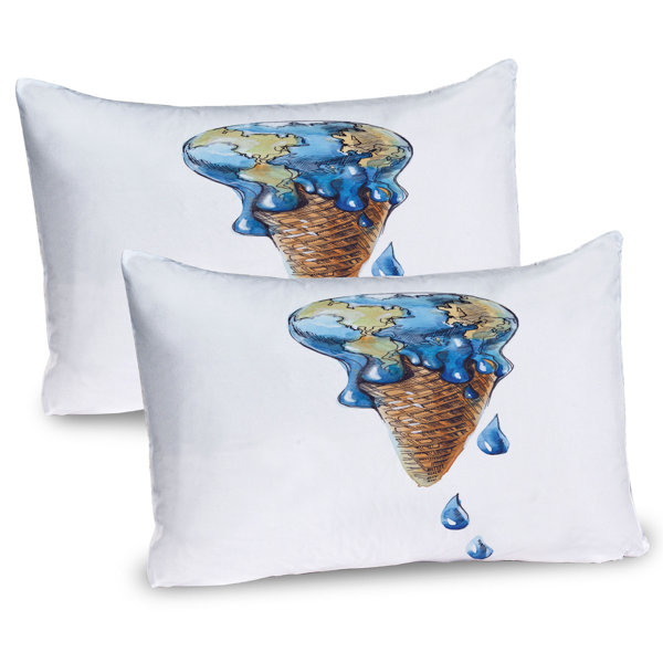 Ambesonne Ice Cream Pillow Sham 2 Pack Globe Planet Earth Flavor Pale ...