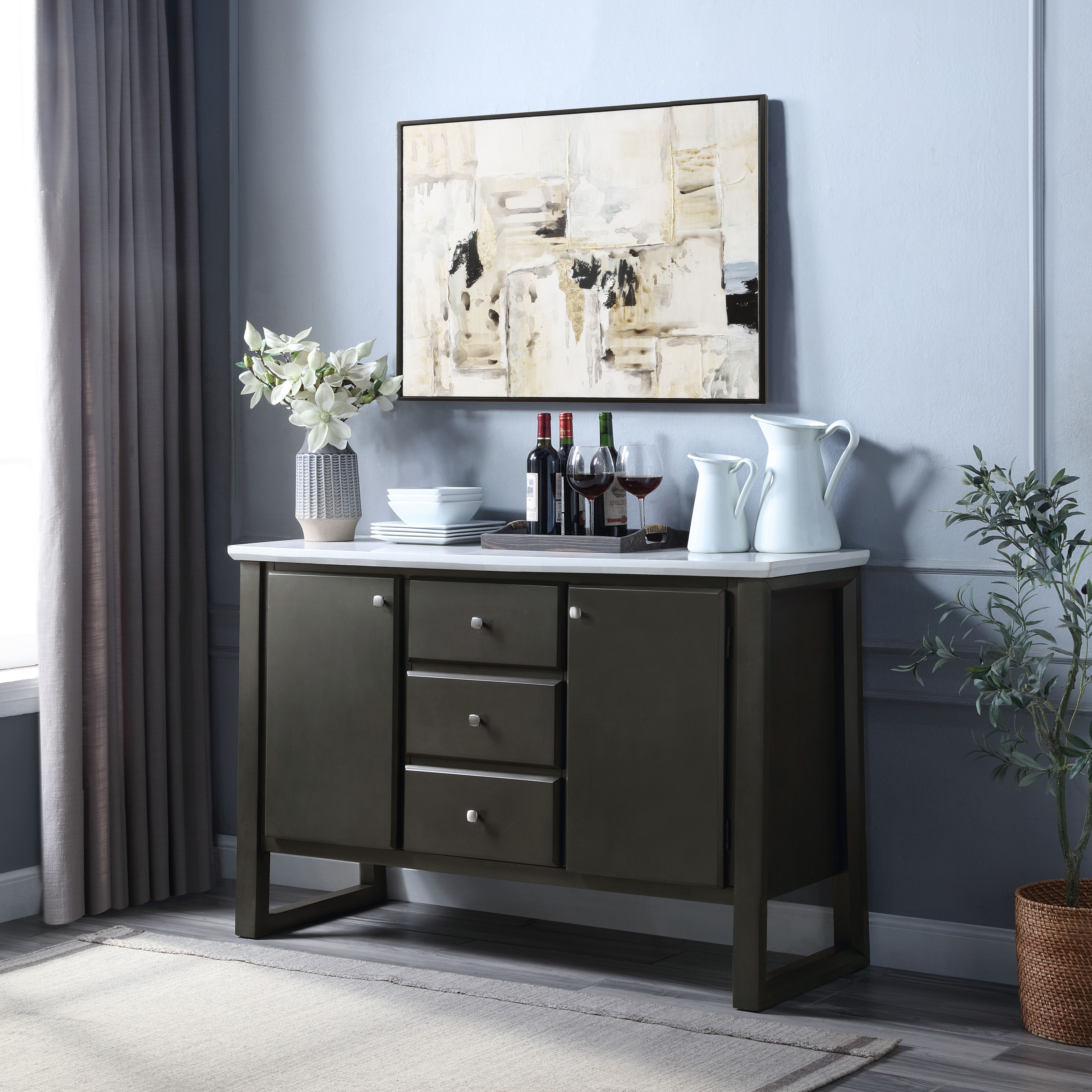 Ivy Bronx Chadney 2 - Door Server in White and Gray Oak | Wayfair