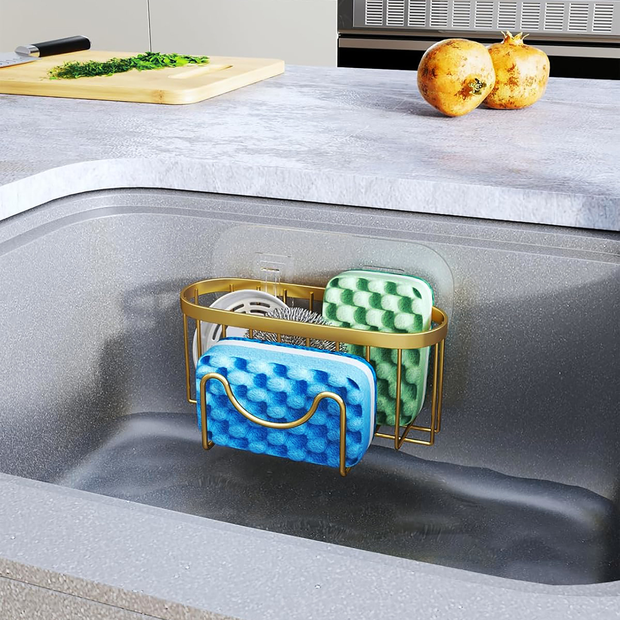 LGHM M shaped Sink Sponge Organizer, Rustproof Stainless Steel, for ...