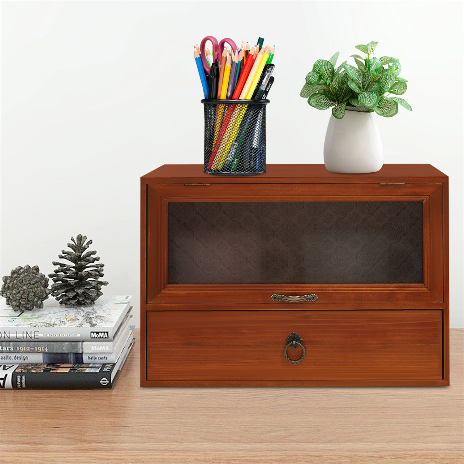 Rebrilliant 2-Tier Vintage Tabletop Wooden Storage Drawer Box - Wayfair ...