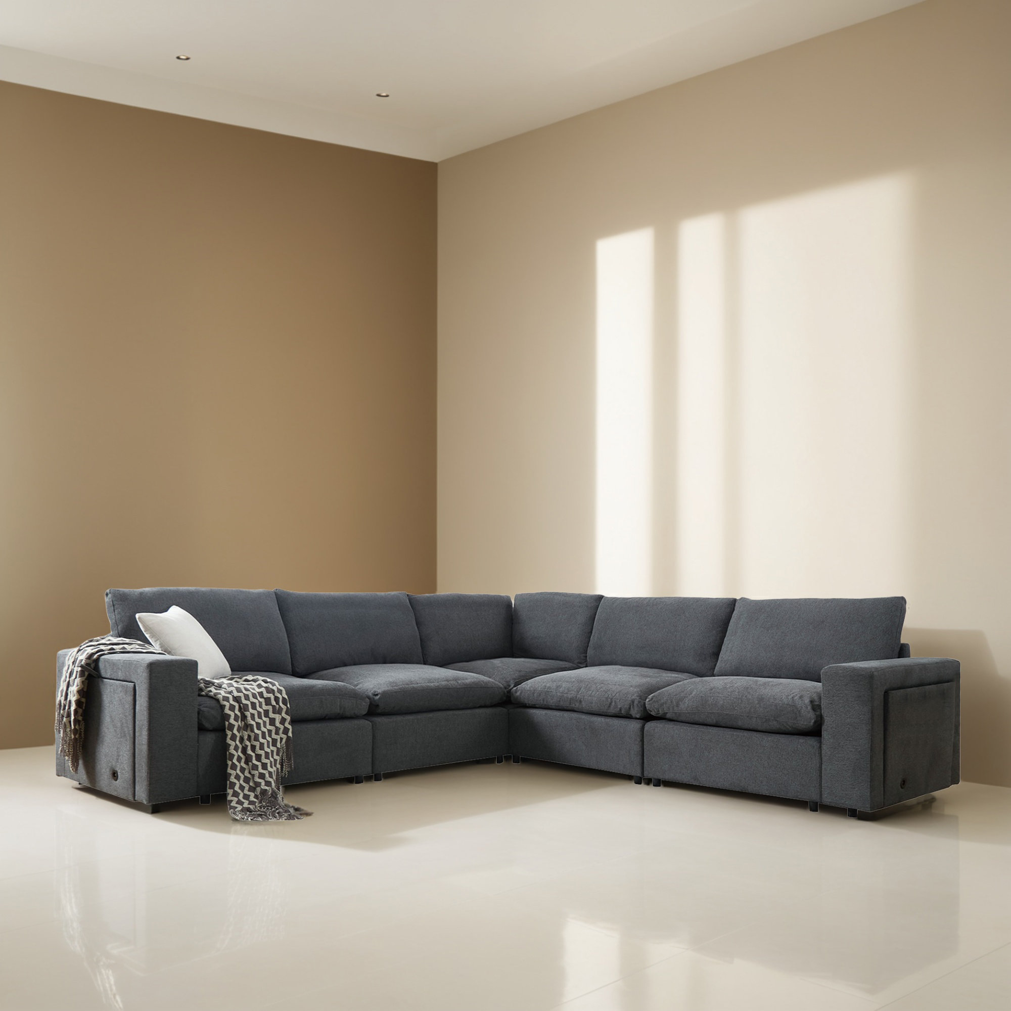 Latitude Run® 5 - Piece Modular Sleeper Sectional Sofa Bed Corner Sofa ...