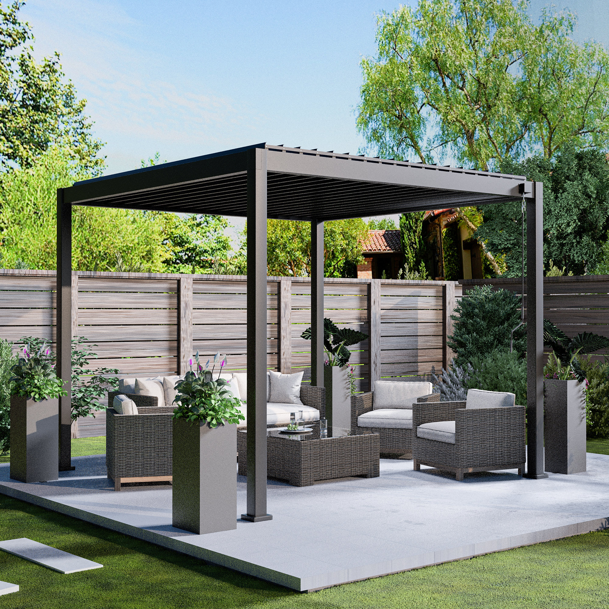 FLIZE 10 Ft. W x 10 Ft. D ALL-Aluminum Pergola with adjustable louver ...