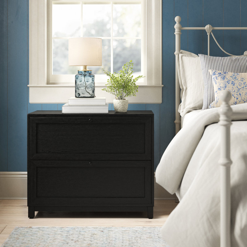 Birch Lane™ Sonata 2 - Drawer Nightstand in Drifted Matte Black | Wayfair