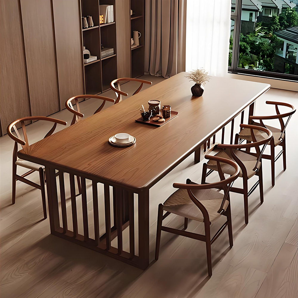 LJIA home Cherry Wood Rectangular Home Dining Set | Wayfair