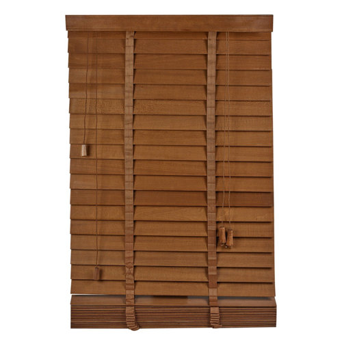 Symple Stuff Real Wood Venetian Blinds Horizontal Wooden Slat Valance ...