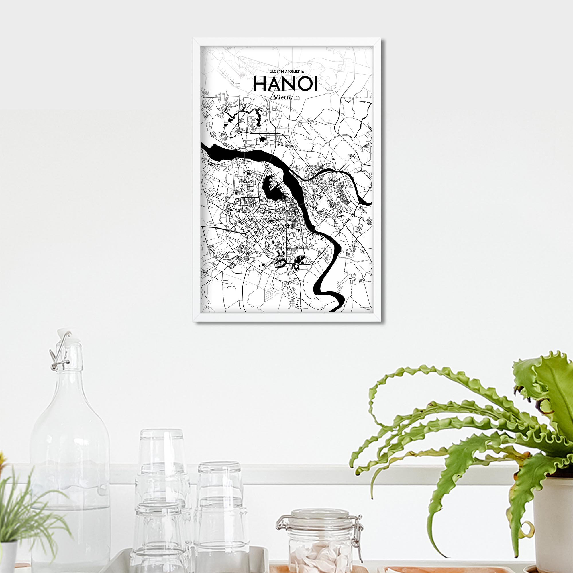 LoftDesigns Hanoi City Map in Ink - Unframed Graphic Art | Wayfair.co.uk