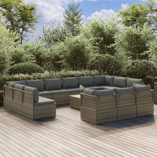 Latitude Run® Patio 14 Piece Rattan Sectional Seating Group with ...