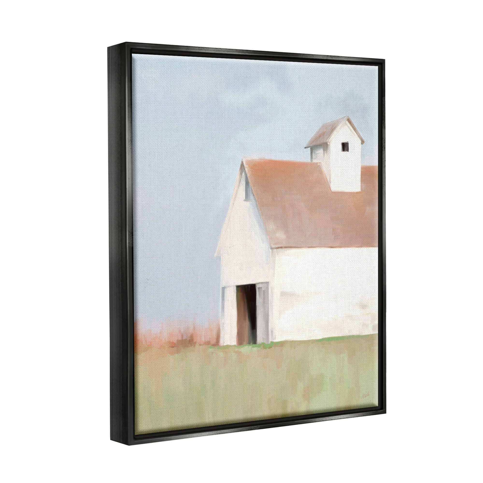 Stupell Industries Rural Countryside Field Casual White Barn House by ...