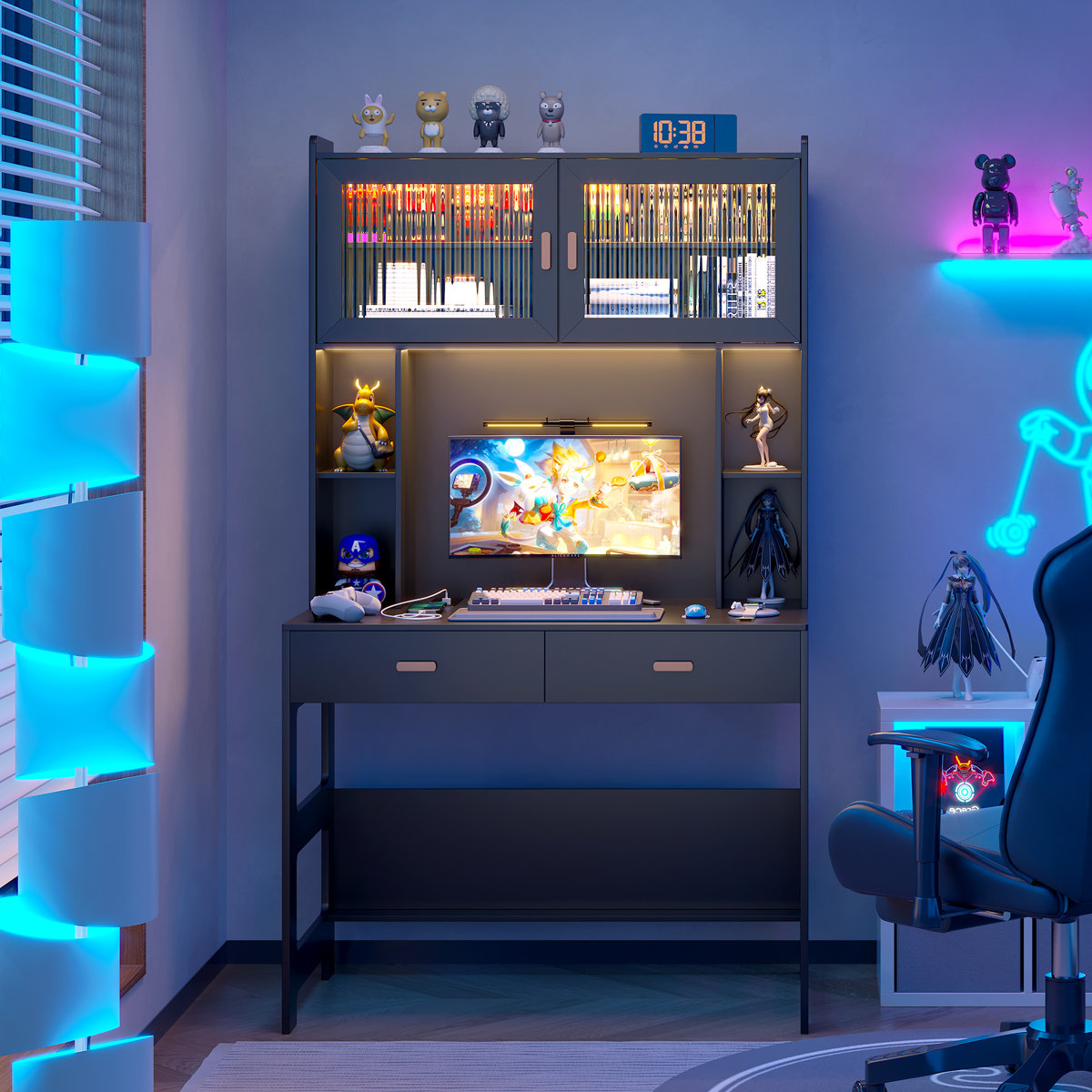 Wrought Studio™ Berwaldt 40" W Rectangle Computer Desk with Hutch and ...