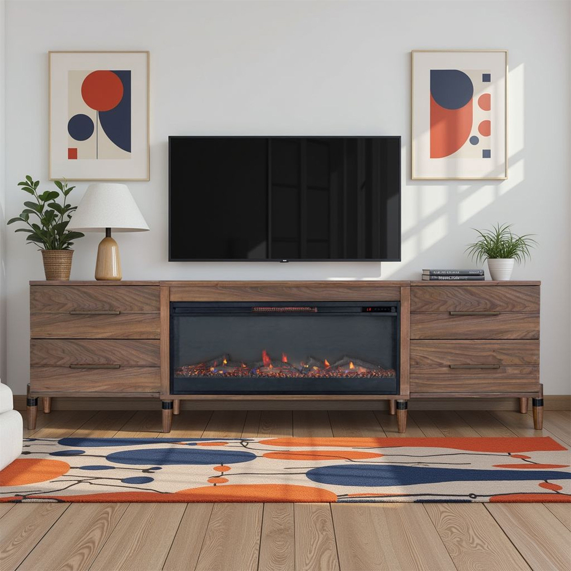Corrigan Studio Tranquillity 94 Inch Fireplace TV Stand, For Tvs Up To ...