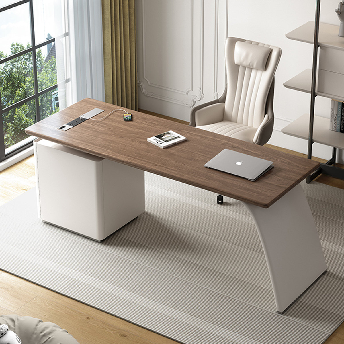 Orren Ellis 62.99" Brown Rectangle Manufactured Wood Desk Office Sets ...