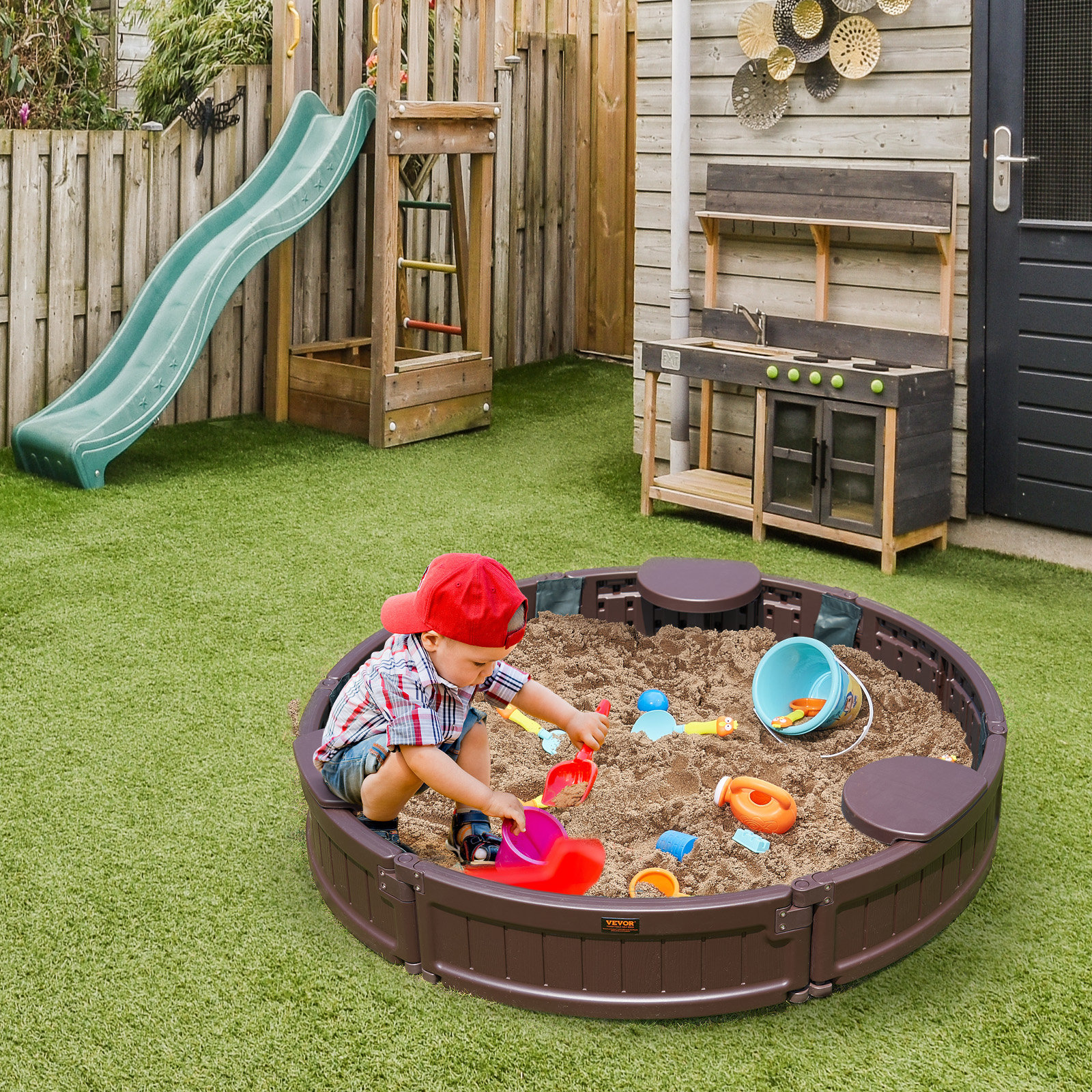 VEVOR 47.2'' x 9.1'' Plastic Round Sandbox | Wayfair.co.uk