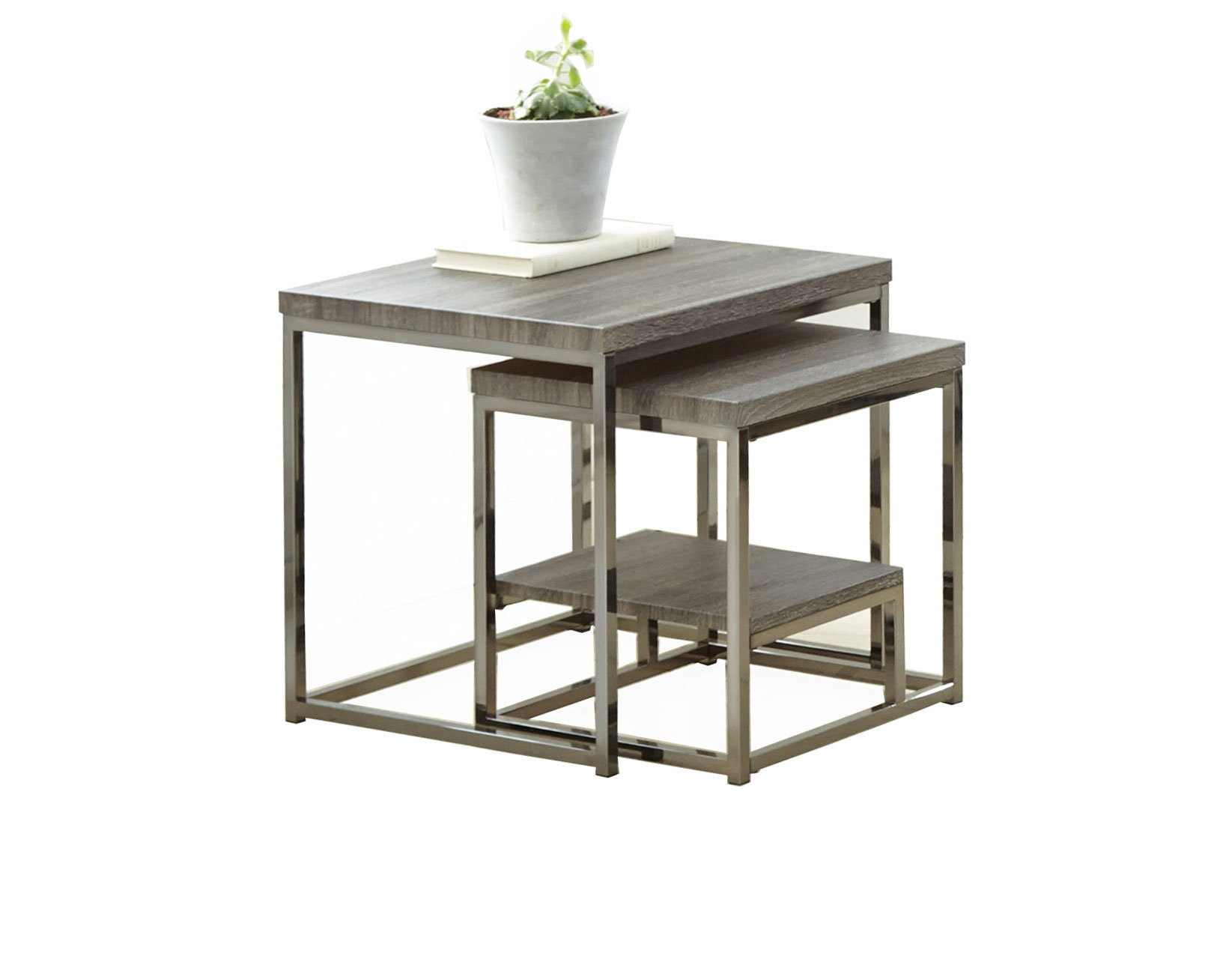 17 Stories Willoughby Nesting Table Gray/ BlackNickel | Wayfair