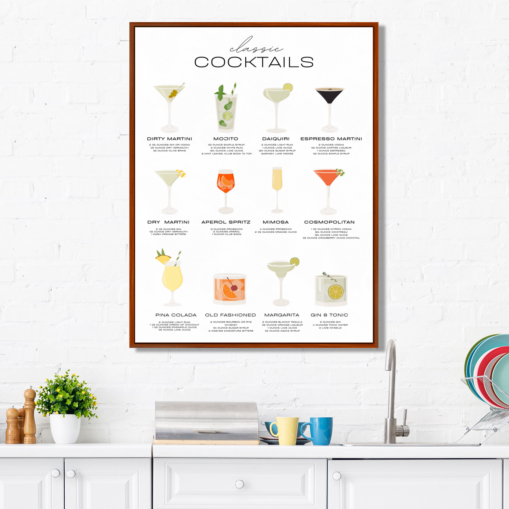 Trinx Classic Cocktail Recipes - Cocktails Wall Art Living Room | Wayfair
