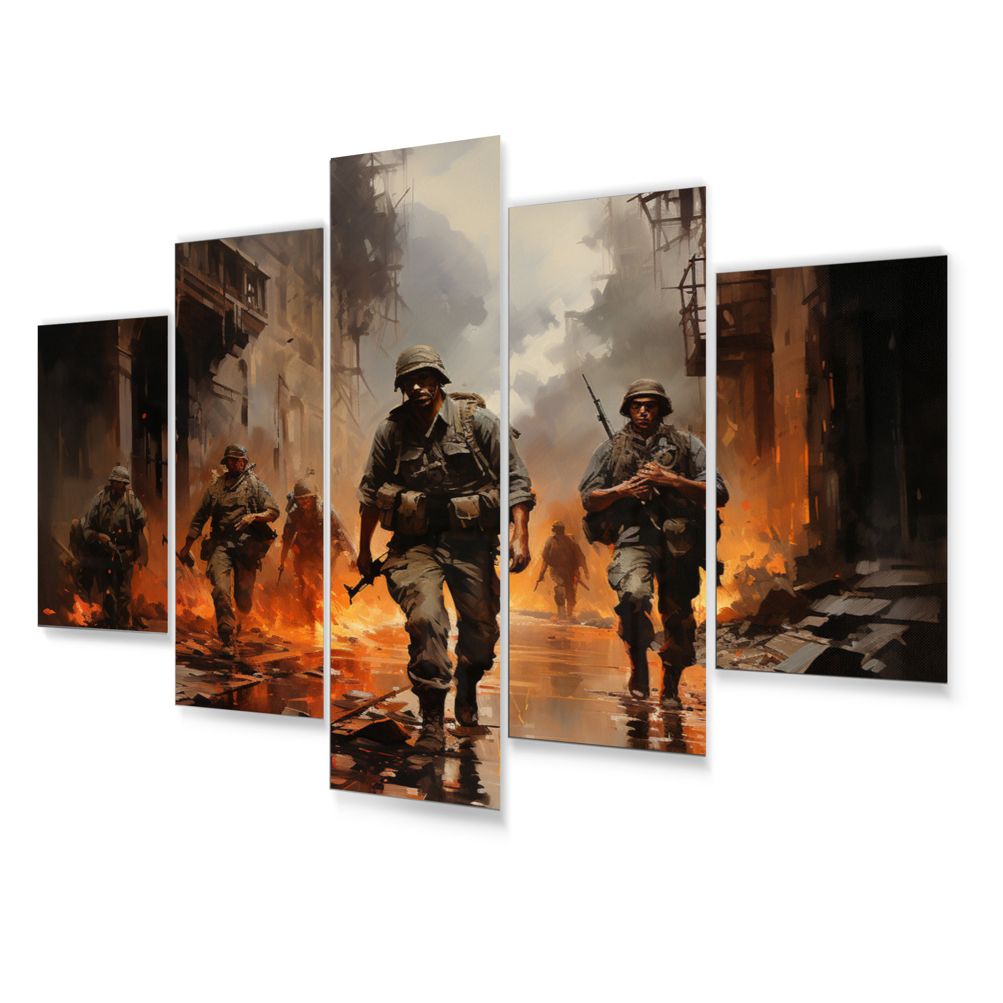 Design Art Heros In Action II - Fireman Metal Wall Art Living Room Set ...