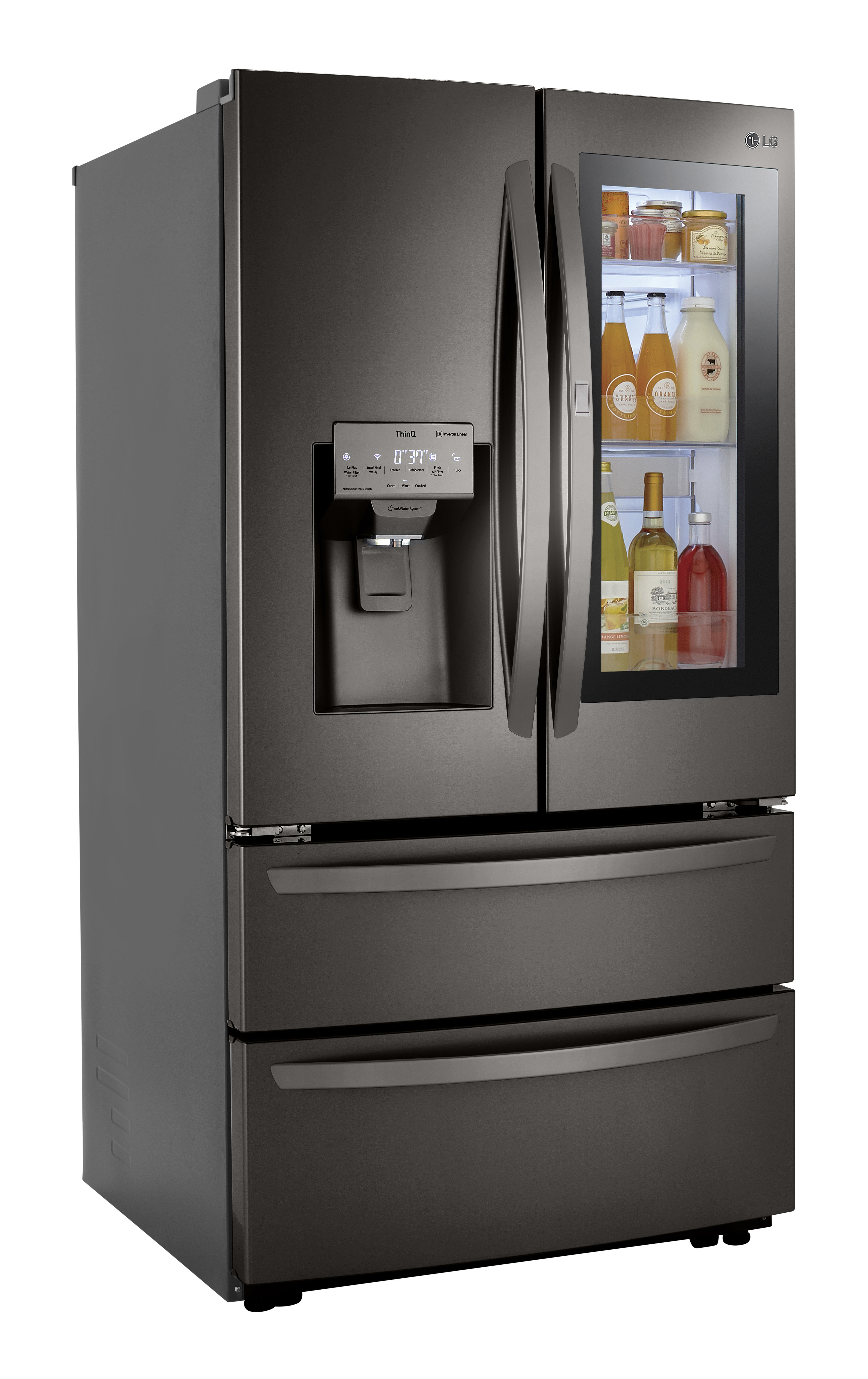 LG 36" 28 Cubic Feet Smudge-Resistant Smart French Door Refrigerator ...