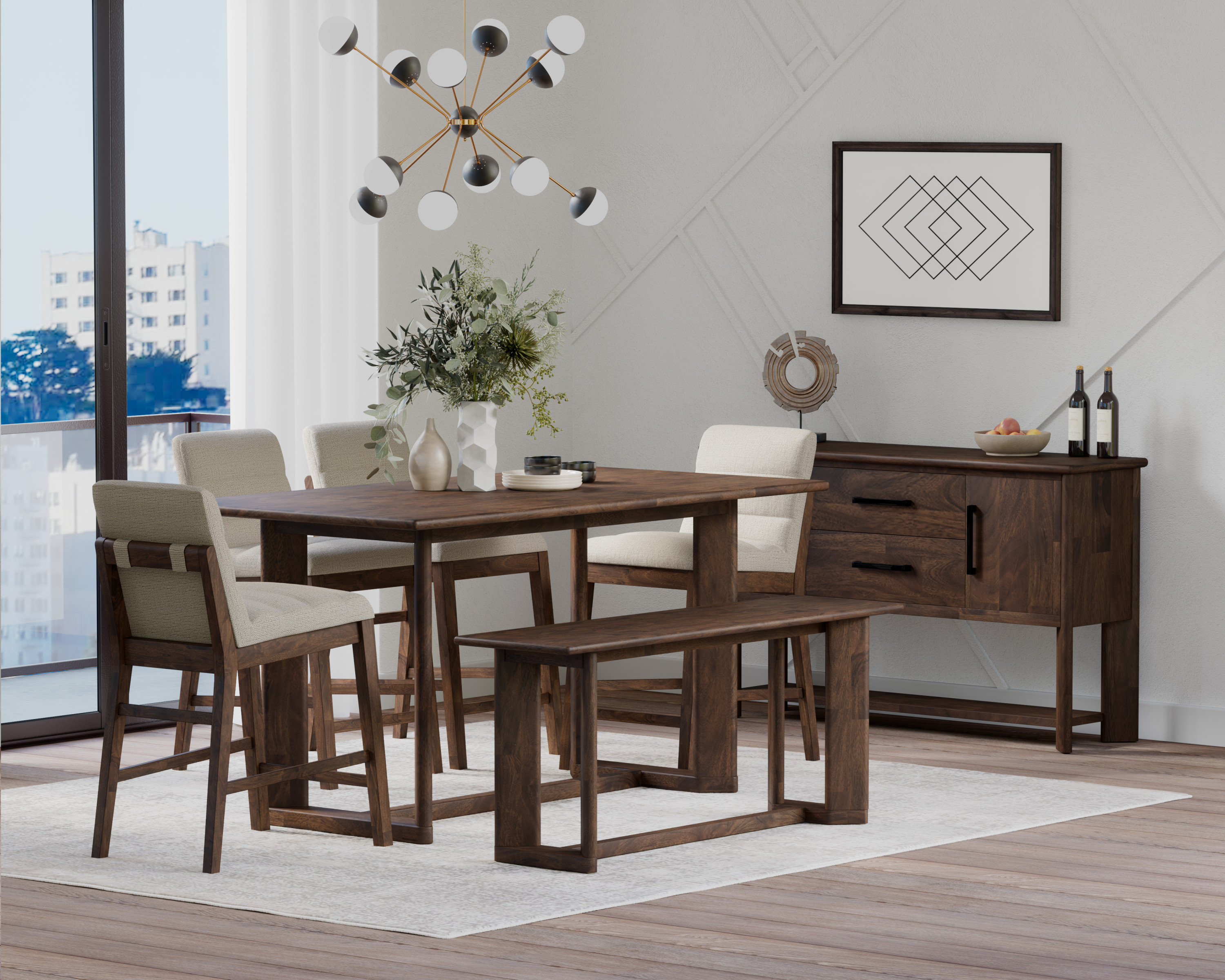 Latitude Run® Laneway Gathering Table Set With 4 Chairs And Bench ...